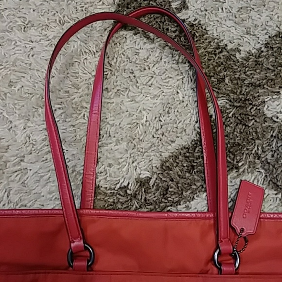 Coach | Bags | Authentic Red Coach Nylon Large Tote 5793 | Poshmark